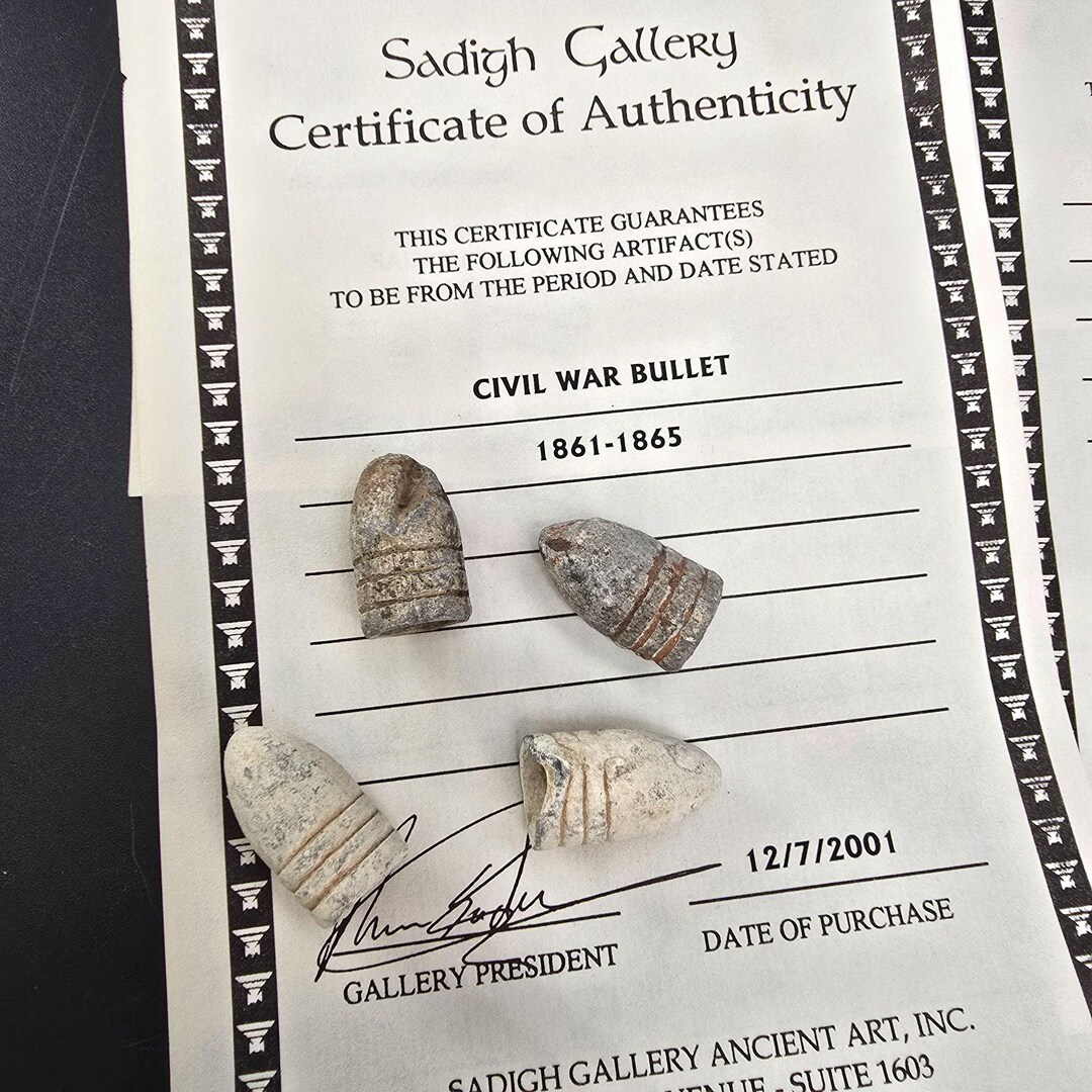 Civil War Era Bullets With Certificates of Authenticity Set of 4 HS120 ...