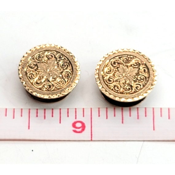 Antique Cuff Buttons Copper Gold Tone Leaf Detail Goo… - Gem
