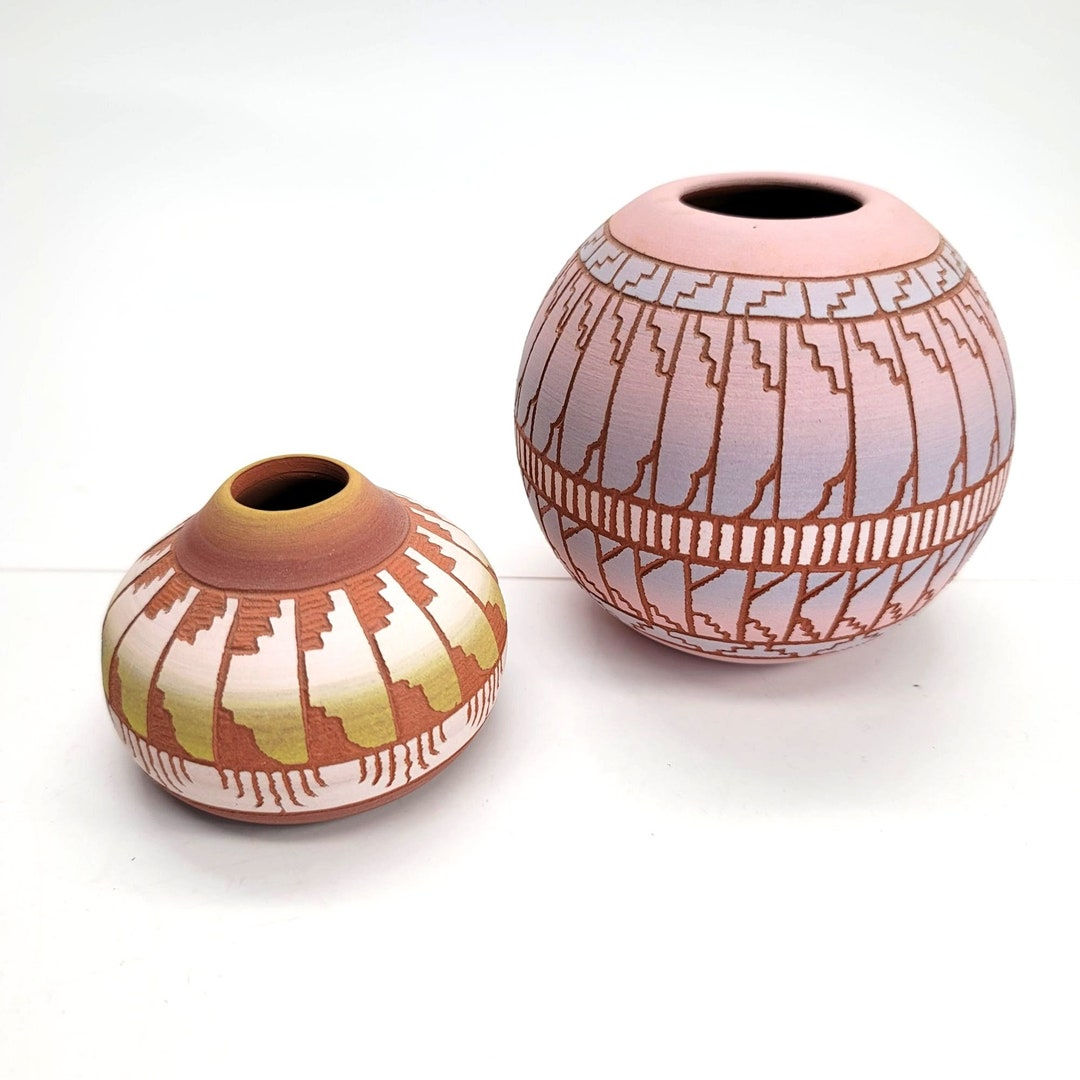 Native American Navajo Vases Seed Pots by Coral Charlie Multi-color ...