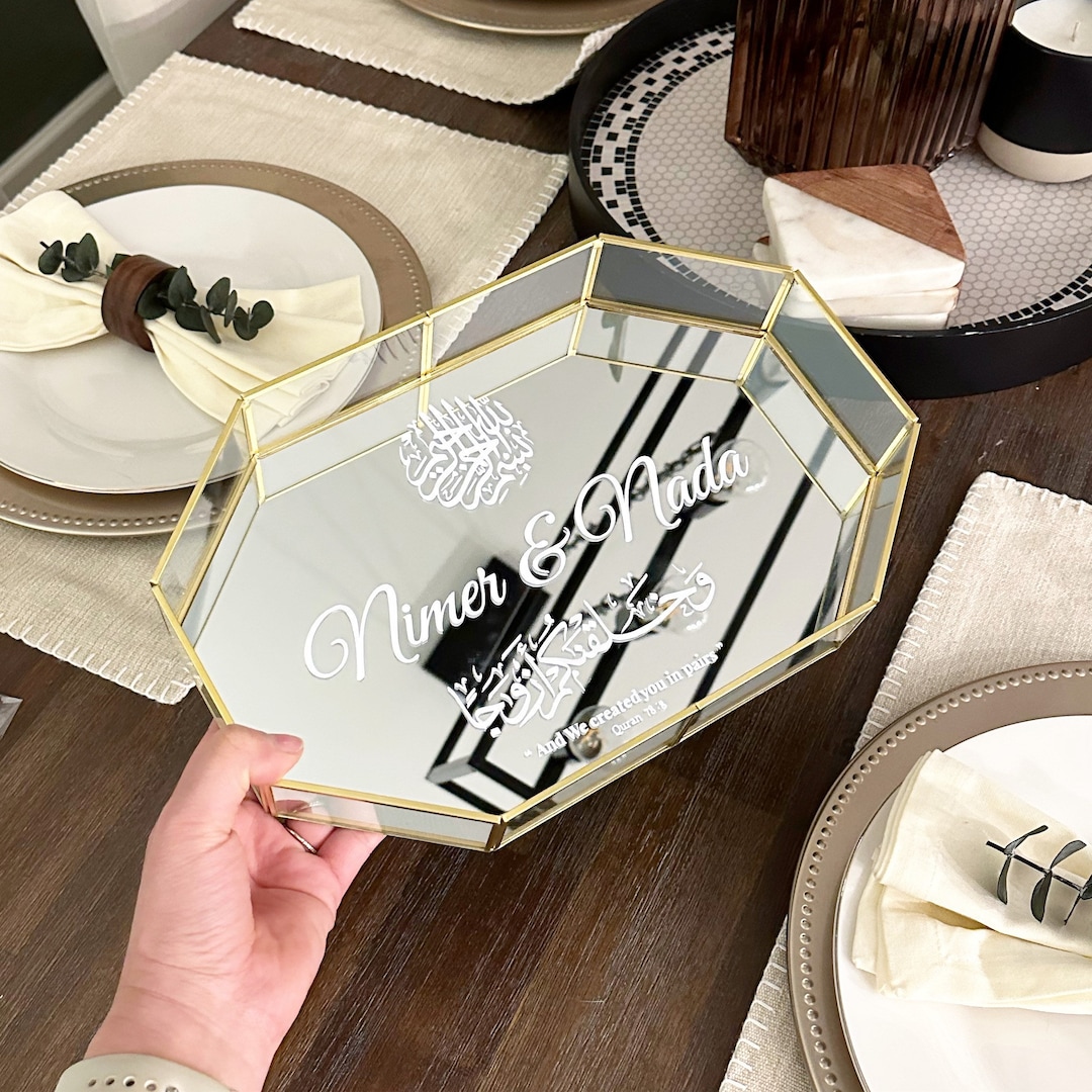 Nikkah Gold Mirror Tray | Personalized | Nikkah | Muslim | Created You ...
