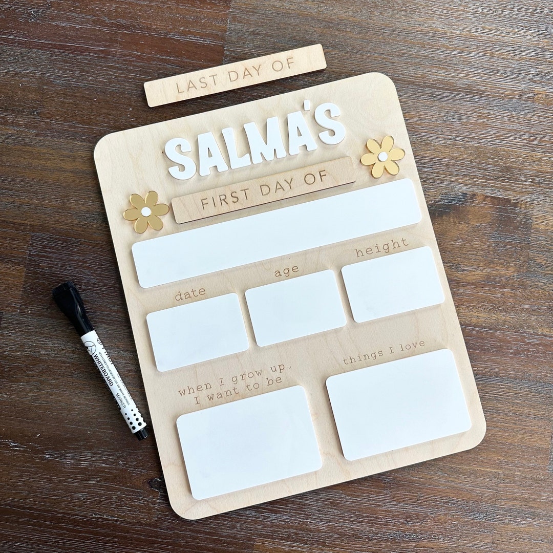 First and Last Day of School Sign Flowers Interchangeable Wood Acrylic ...