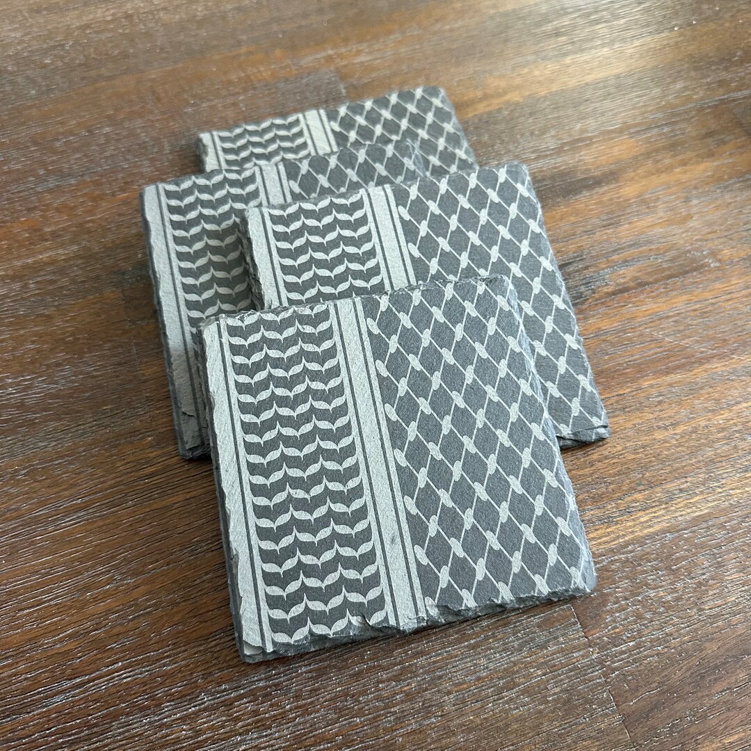Palestinian Keffiyeh Slate Coasters | 4”x4” | Laser Engraved | Islamic ...