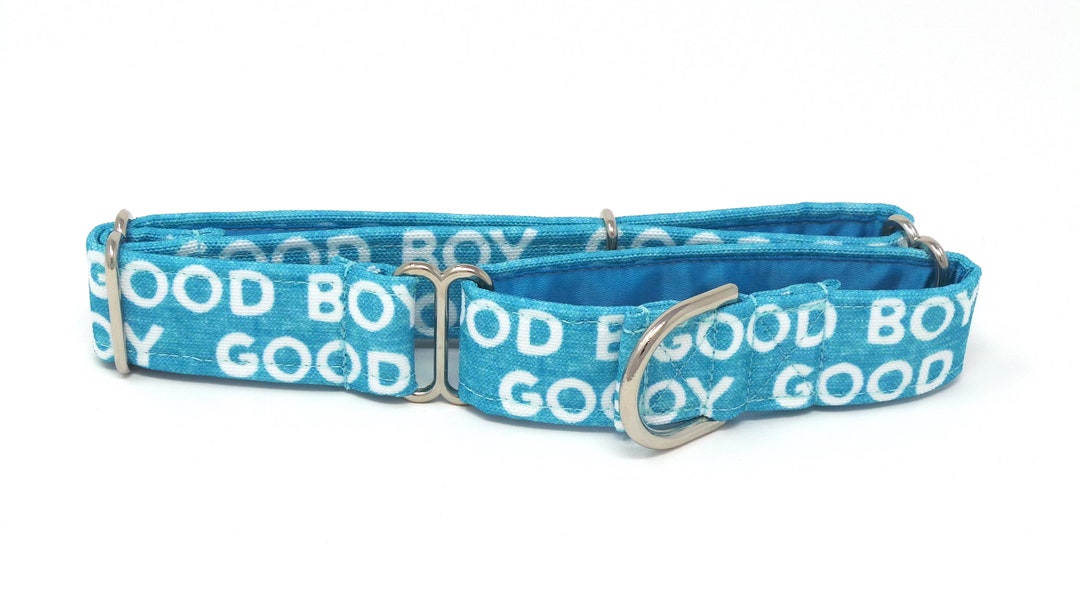 Good Boy Blue and White CANVAS Dog Collar (martingale, Buckle, or Tag ...
