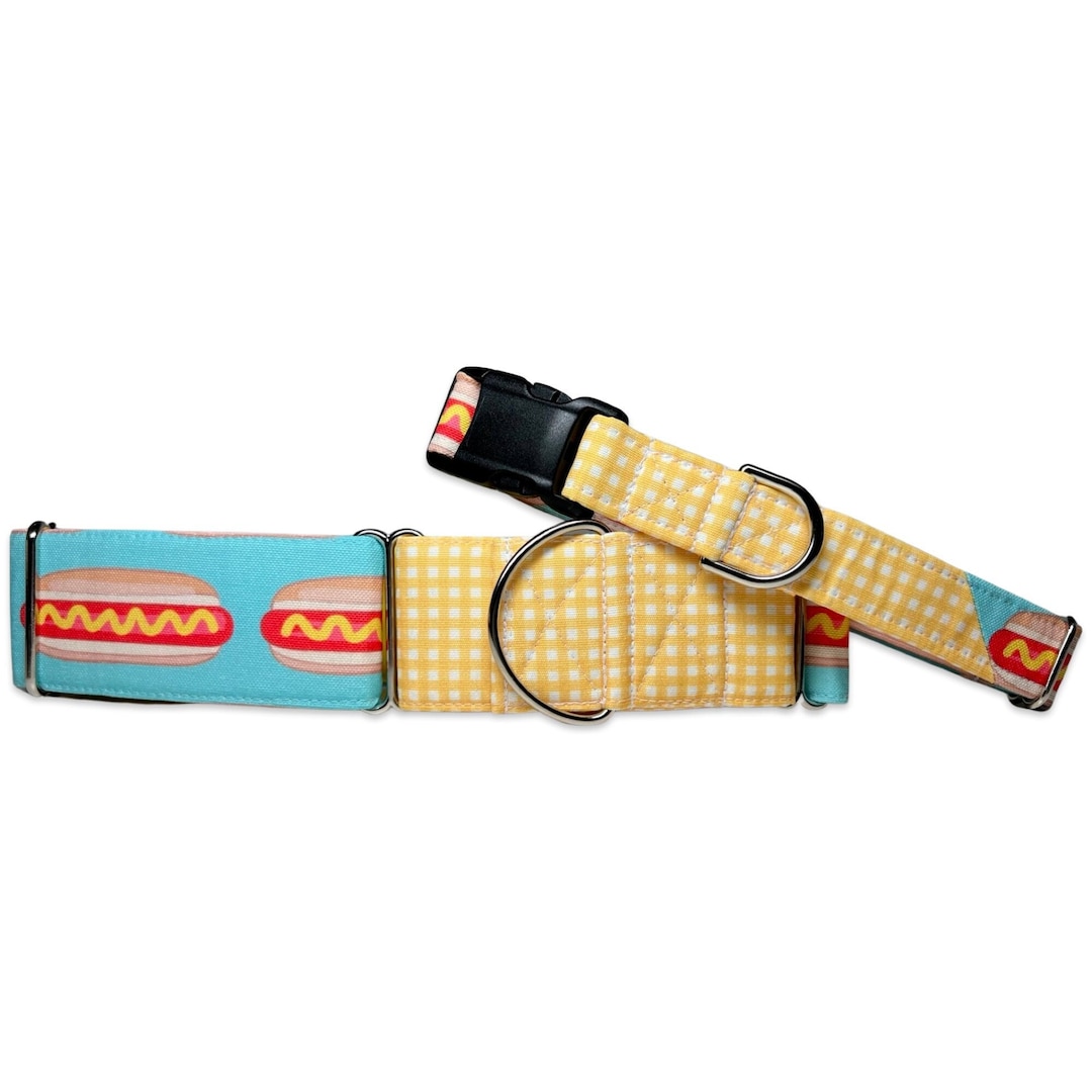 All American Hot Dog CANVAS Dog Collar (martingale, Buckle, or Tag) - Etsy