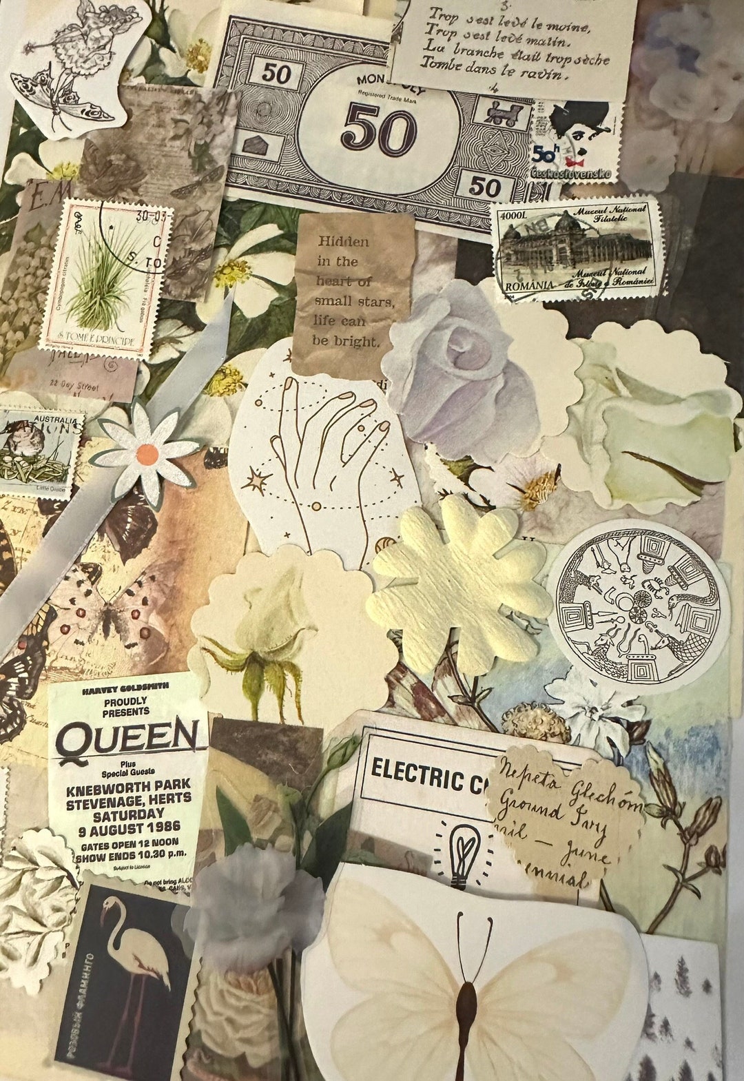 Paper Ephemera Journaling Pack White Theme Vintage Mix Junk Journal Kit ...
