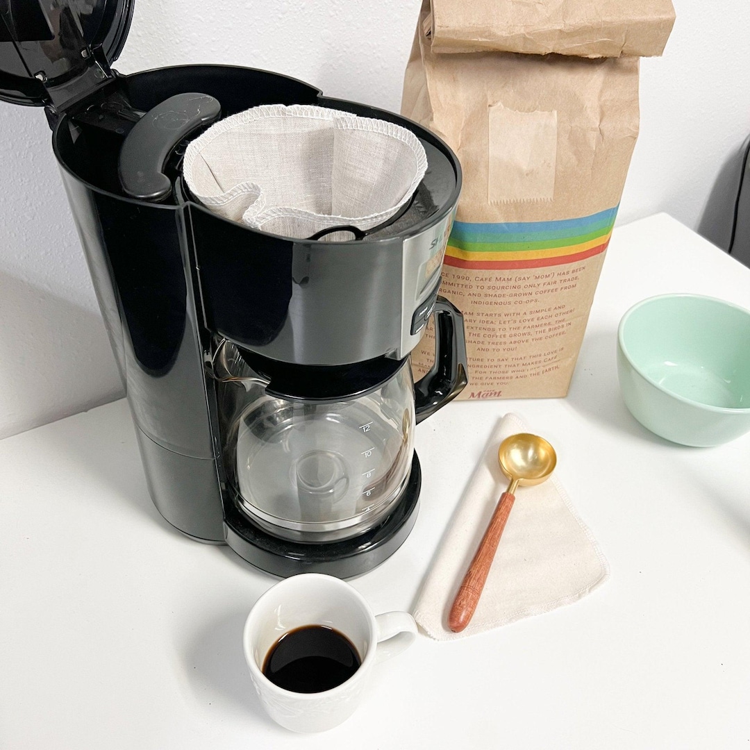 Reusable Coffee Filter: Basket 2 Pack Organic Linen Coffee Machine ...