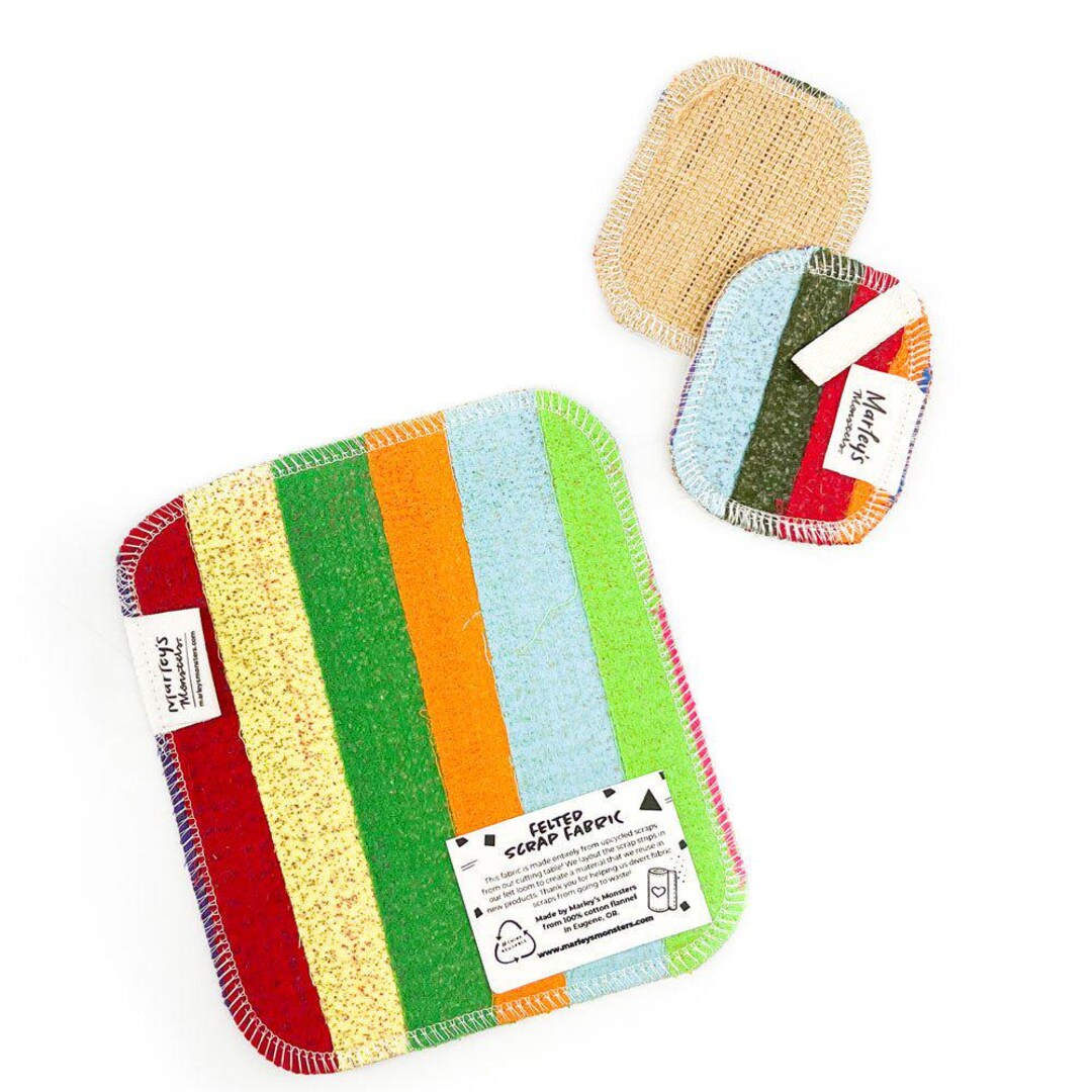Scrap Felt Scrubber Set: Dishcloth and 2 Scrubbers Set - Zero Waste - Etsy