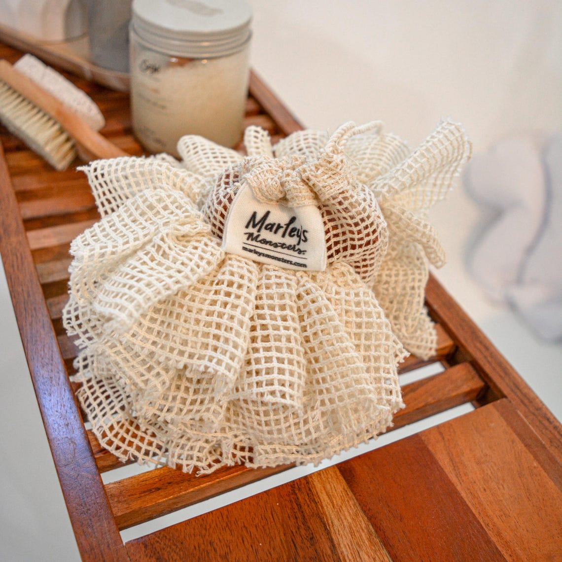 Soap Saver Pouf: Organic Cotton - Plastic Free Shower Pouf With Inner ...