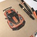 ORIGINAL Artwork Orange Race Car Wall Art Car Drawing - Etsy