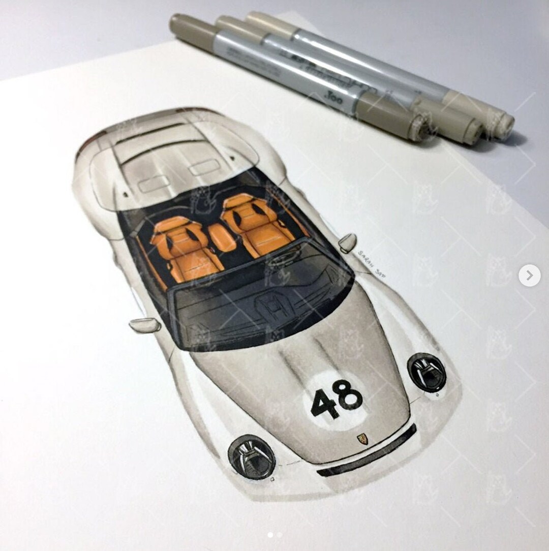 ORIGINAL Artwork - Speedster - Car Drawing - Automotive Decor - Etsy