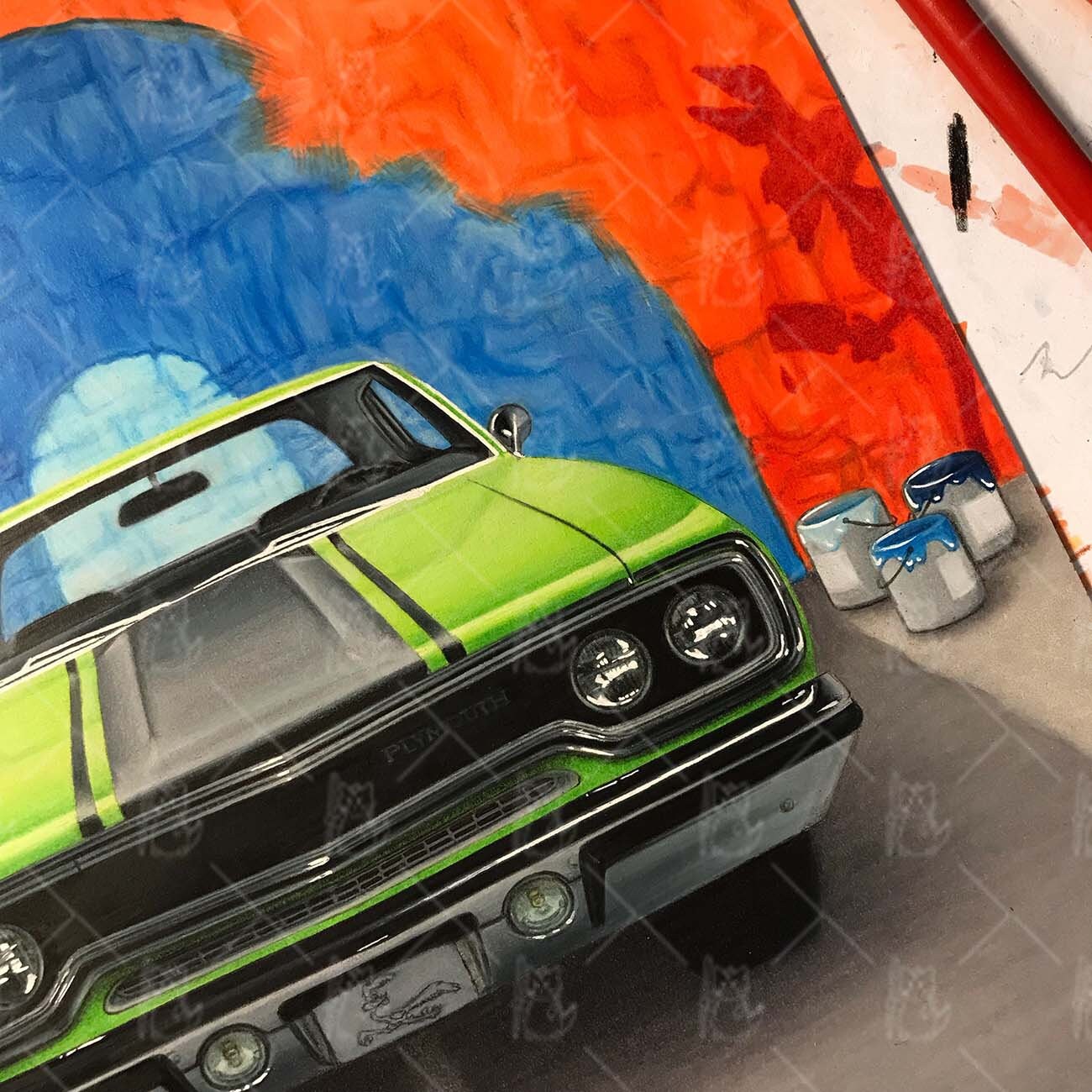 ORIGINAL Artwork - Plymouth Road Runner - Car Drawing - Etsy