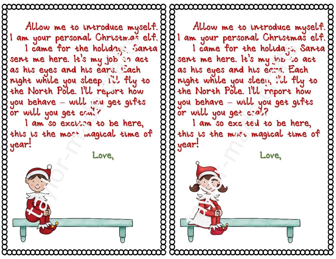 Elf Introduction Letter Printable Template Etsy