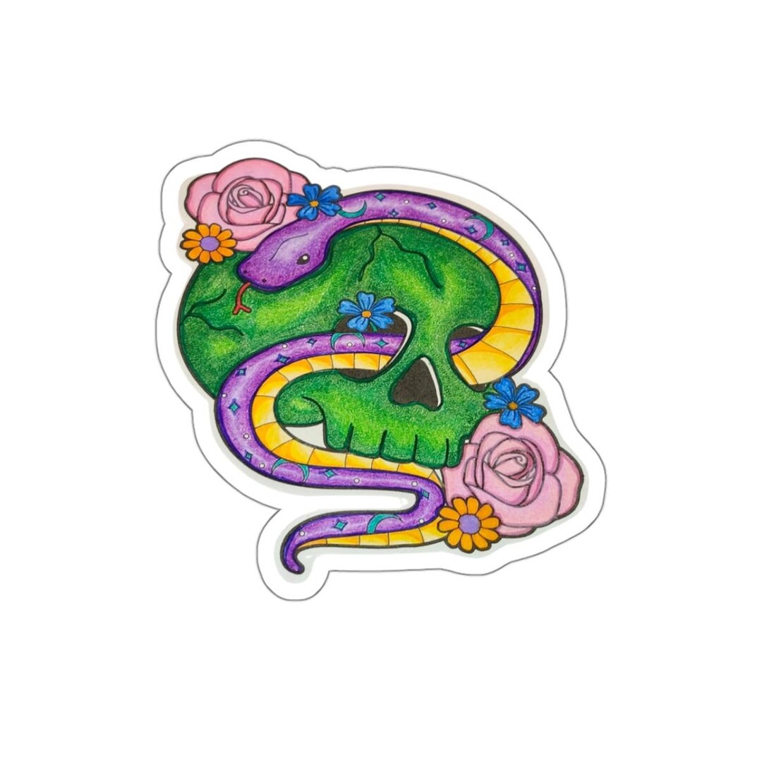 Sticker Colorful Cute Skull Snake for Edgy Style Halloween Sticker for ...