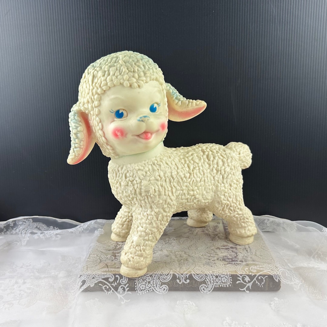 Vintage Large 1960's Squeaky Lamb Toy, Very Cute 10" Rubber Lamb Baby ...