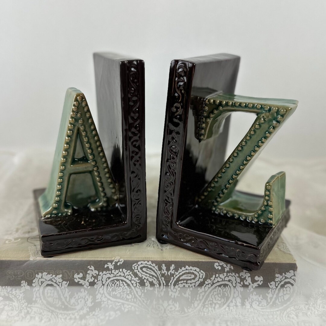 Vintage Ceramic Bookends A-Z, Unique Alphabet Handmade Bookends for ...