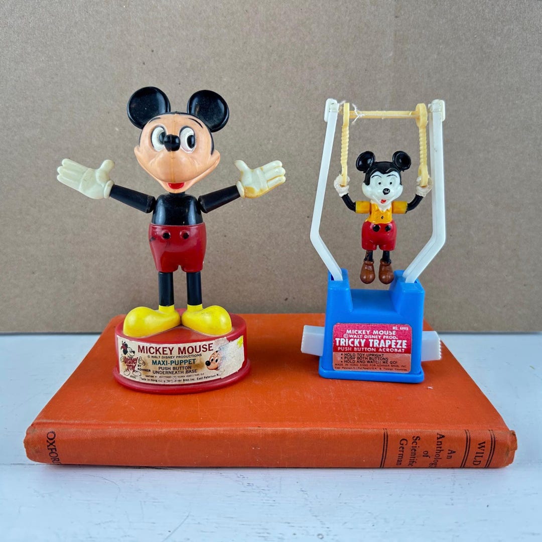 Vintage Set Mickey Mouse Push Button Play Action Toys: 1970s ...