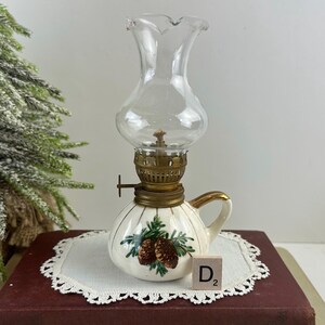 Choice Small Vintage Glass Oil Lamp, Kerosene Cottagecore Floral Light ...