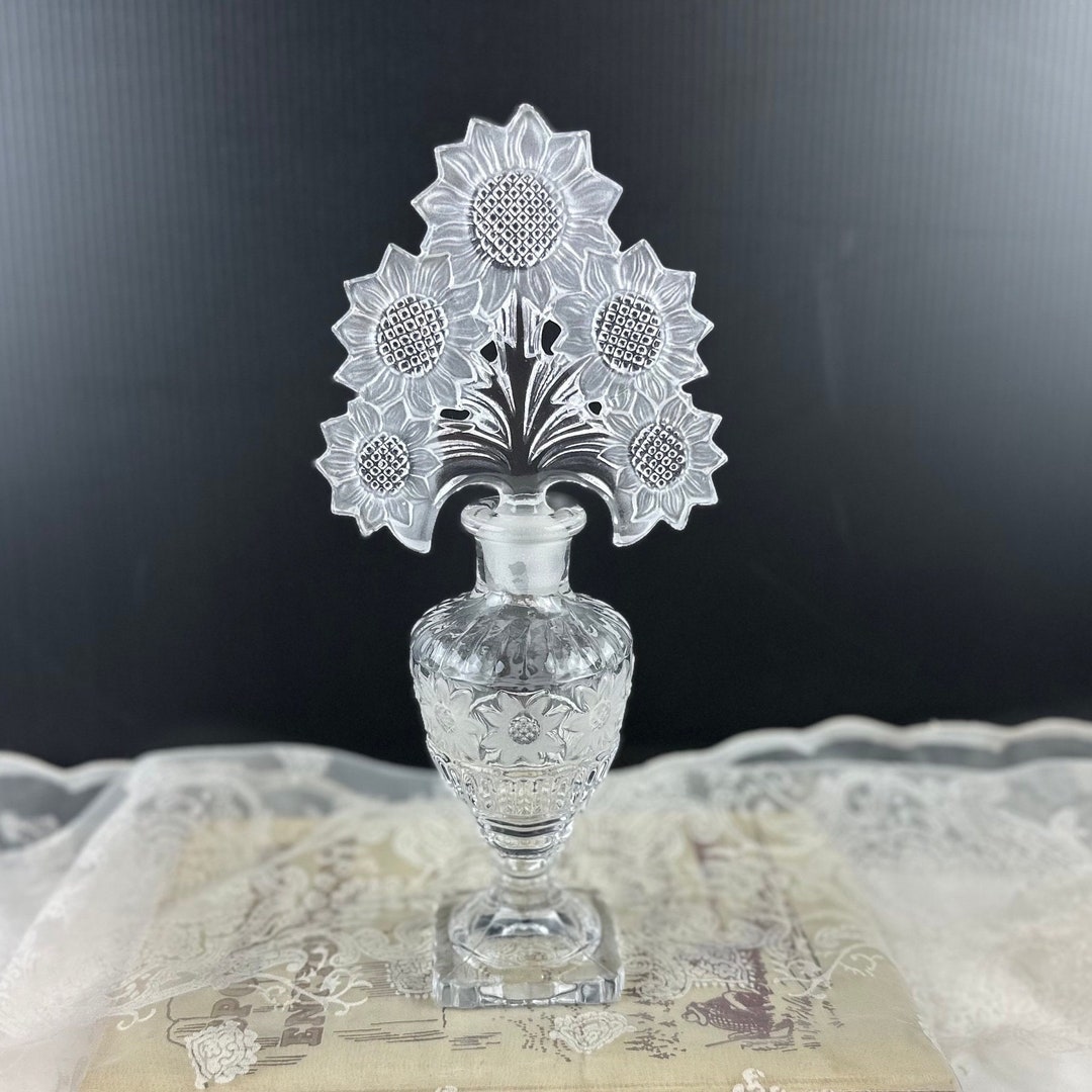 Vintage Crystal Sunflower Perfume Bottle Made by Imperial Glass Co. for ...