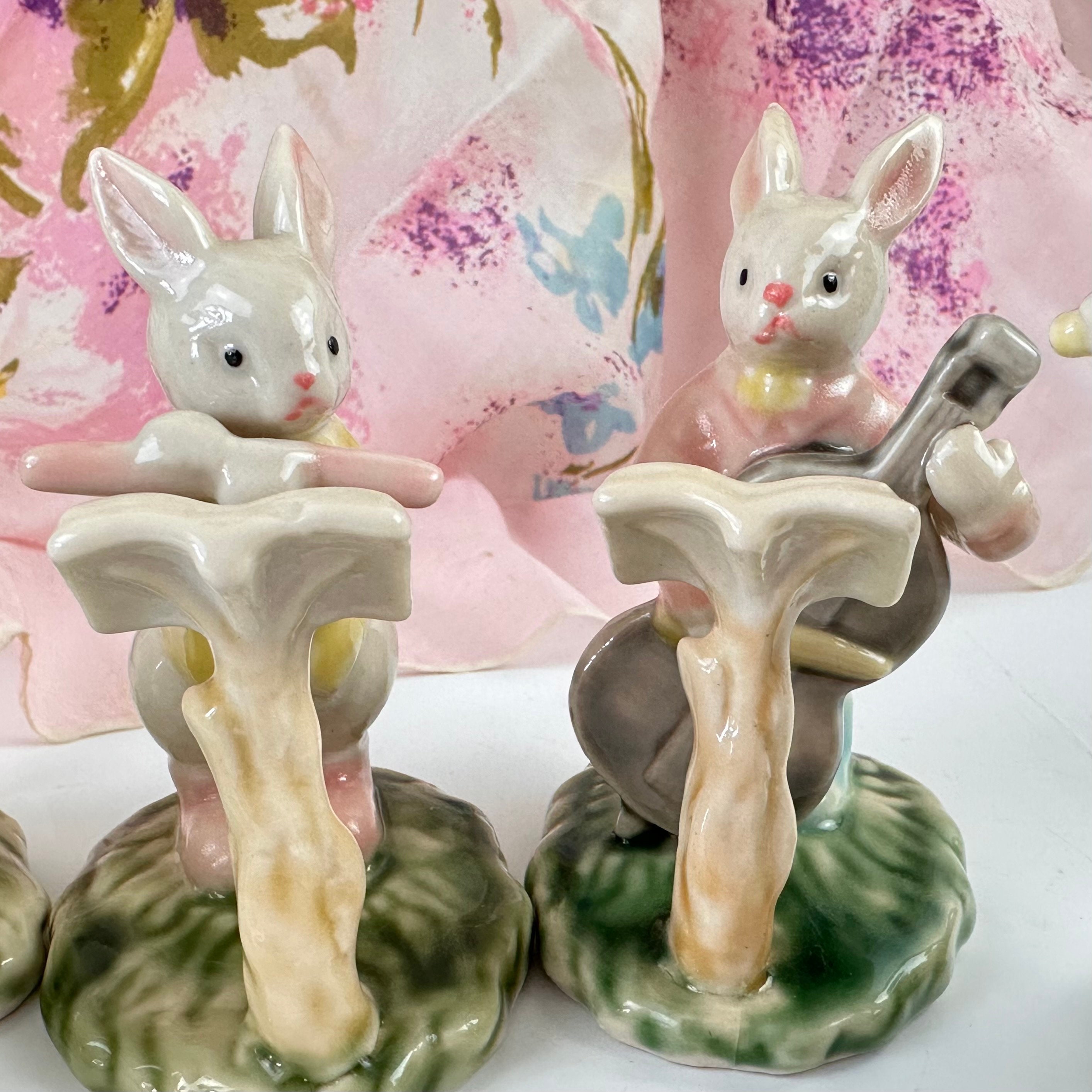 Porcelain Rabbit Figurines, Set of 5 Rabbits in Orchestra, Gift for ...