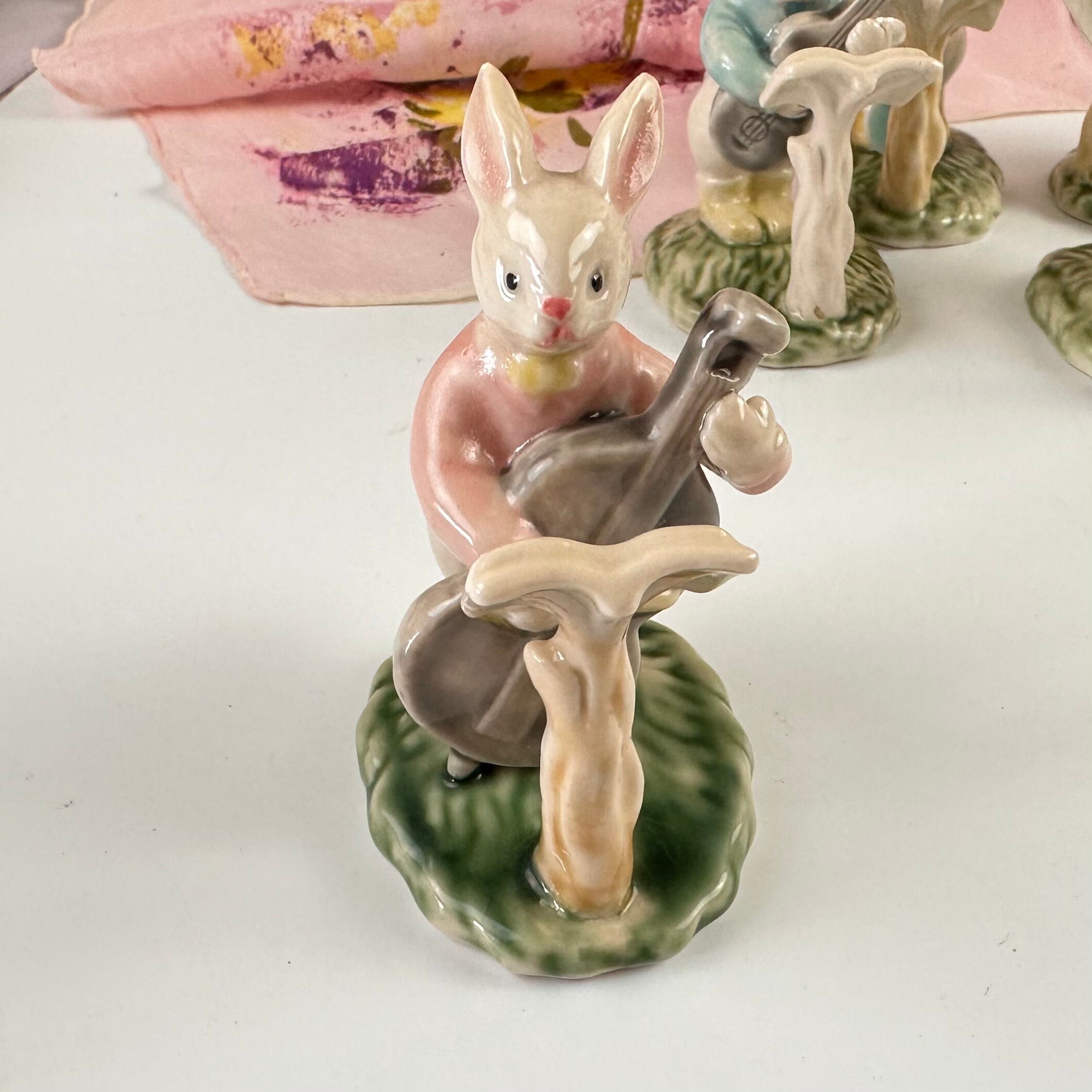 Porcelain Rabbit Figurines, Set of 5 Rabbits in Orchestra, Gift for ...