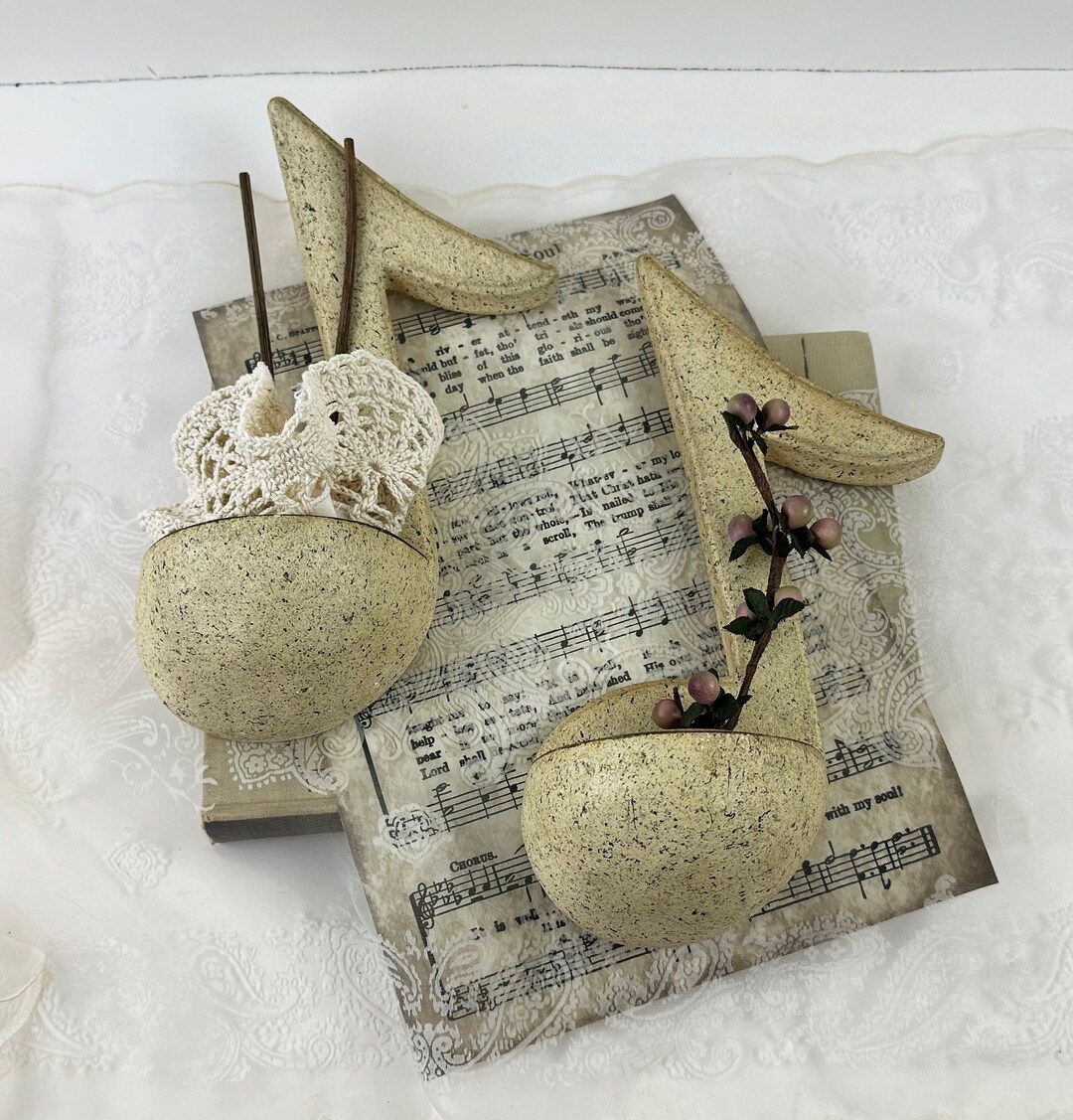 VTG Pair of Chalkware Music Note Wall Pockets, Gift for Musician, 1970s ...