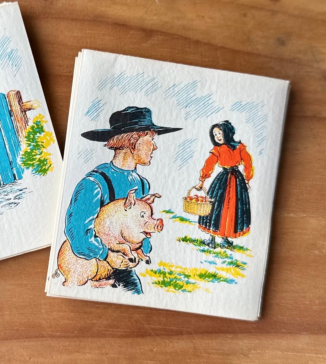 Vintage Pennsylvania Dutch Tally Cards, 1940's Bridge Tally Cards, Junk ...