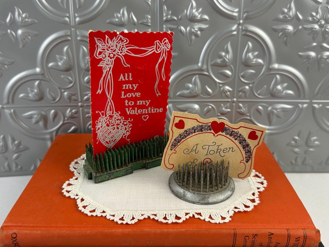 Vintage Metal Flower Frogs, Pair of Rustic Whimsical Display Stands ...