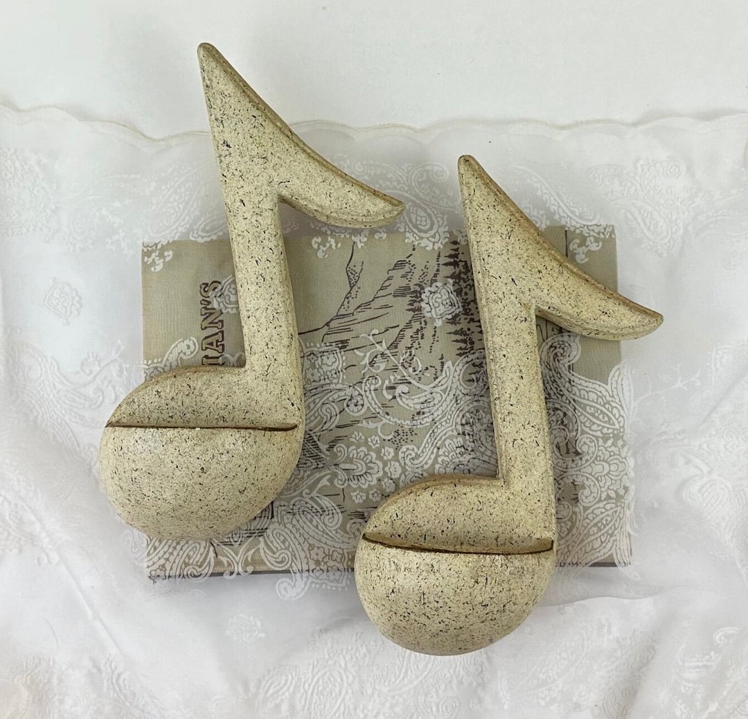VTG Pair of Chalkware Music Note Wall Pockets, Gift for Musician, 1970s ...