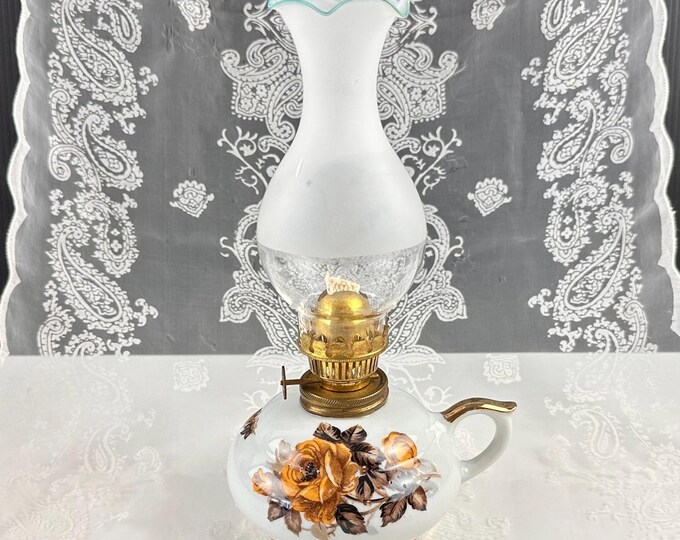 White Fluted Floral Miniature Oil Lamps - Etsy