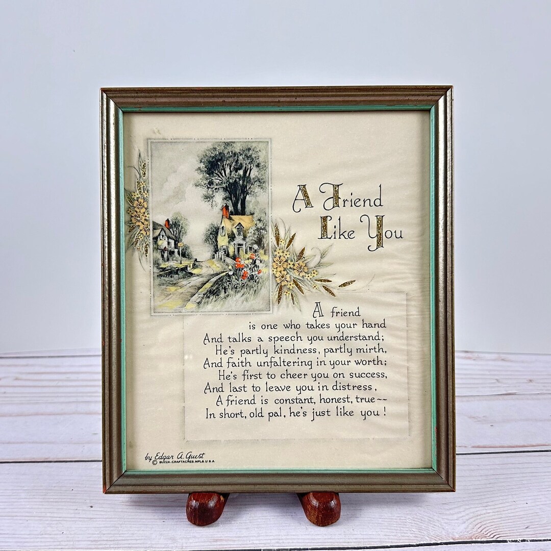 Vintage Framed Poem for a Friend, Ephemera From 1937, Framed Print ...