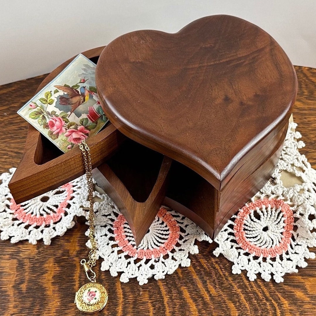Beautiful Wooden Heart Shaped Box, Wedding Vows Box, Jewelry Chest With ...