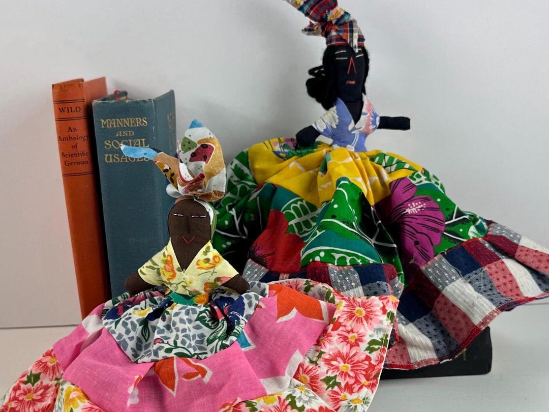 Two Topsy Turvy Dolls, Vintage Handmade Rag Dolls 1970s, Colorful ...