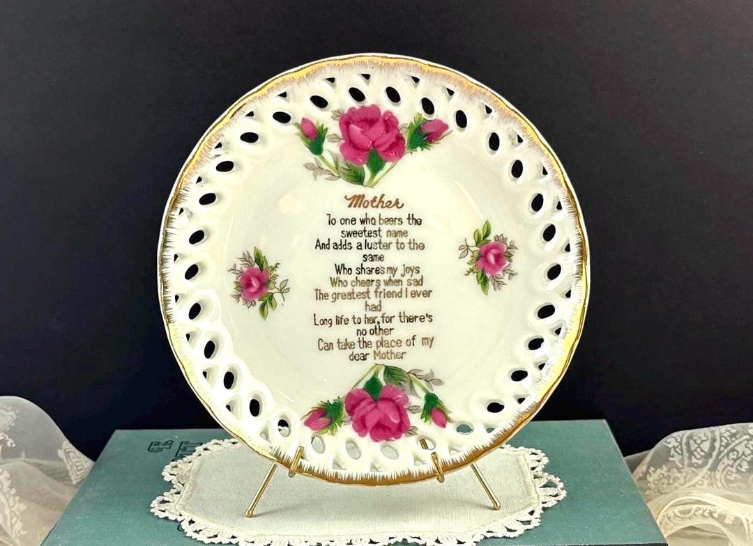 Vintage Porcelain Poem Wall Plate for Mother, Christmas Gift for Mother ...
