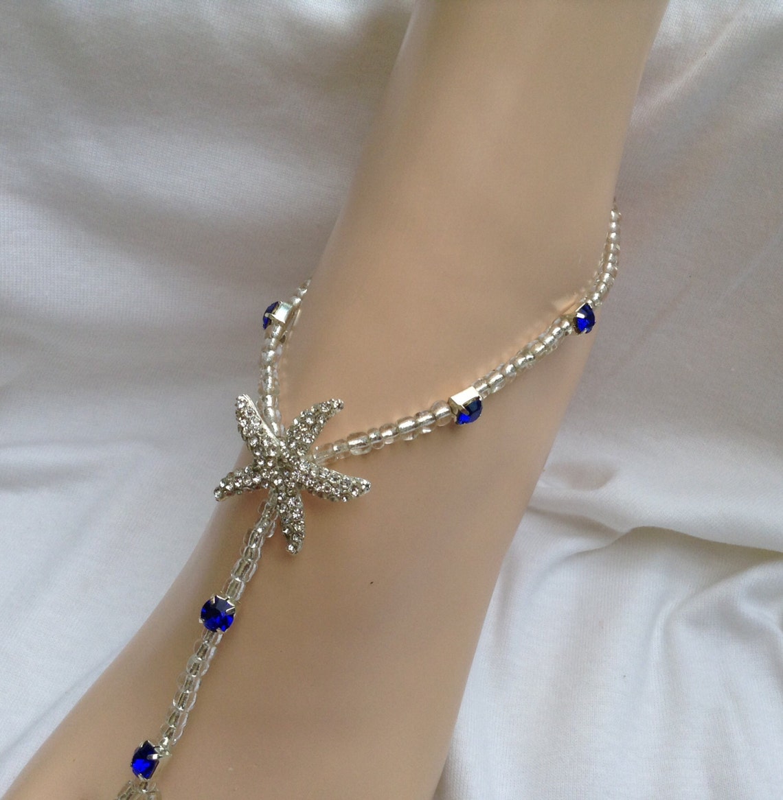 Starfish Barefoot Sandals Royal Blue Rhinestones Barefoot Sandal, Beach ...