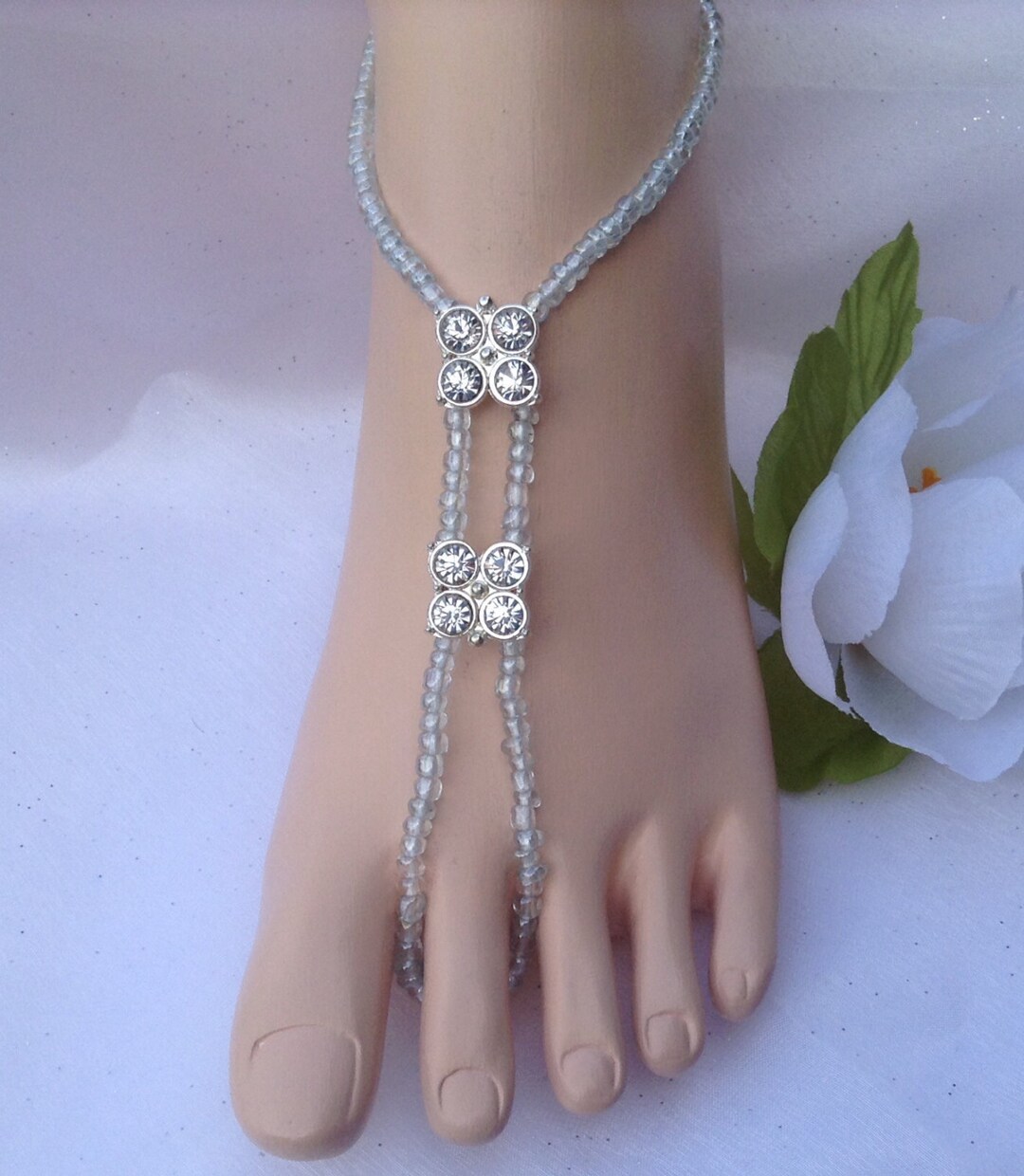 Silver Foot Jewelry Wedding Barefoot Sandals, Beach Wedding, - Etsy