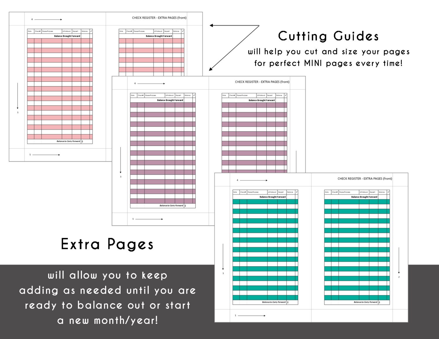 Mini Happy Planner CHECK REGISTERS Just the Basics: Pink - Etsy