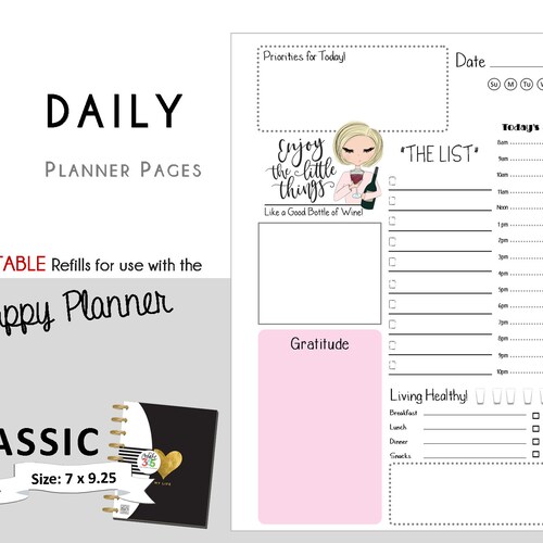 BIG Happy Planner DAILY Printable and Notes Pages for - Etsy