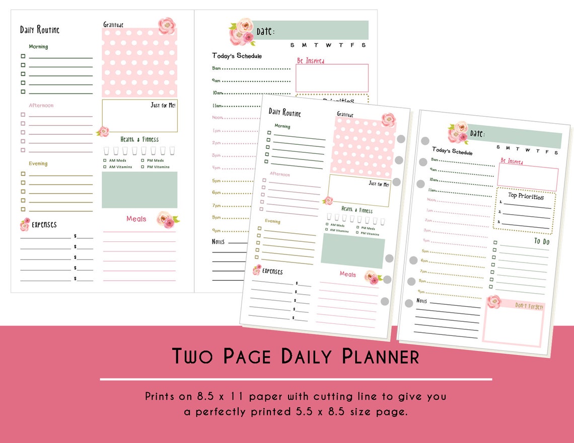 DAILY Planner Printable Refills / Inserts for Half Letter 5.5 - Etsy