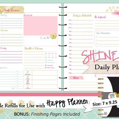 HAPPY PLANNER PRINTABLE Daily Planner Refills / Inserts 7 X | Etsy