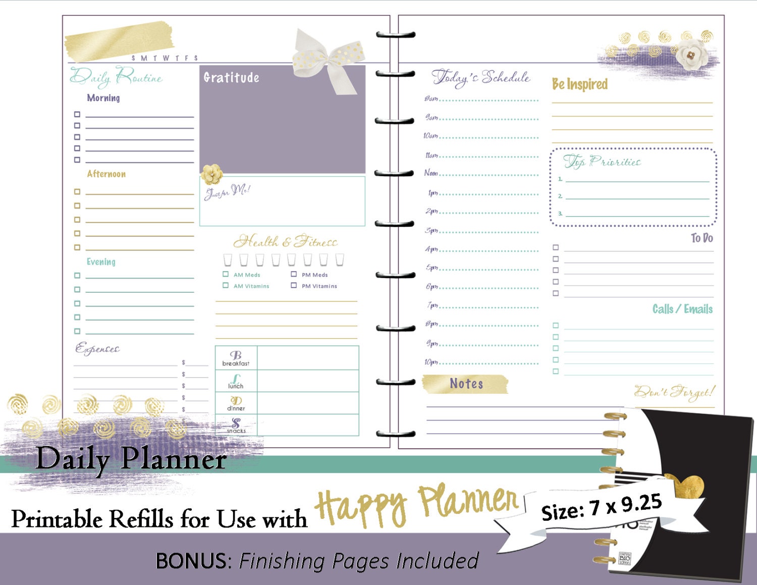HAPPY PLANNER Daily Planner Refills Printable PDF Classic | Etsy