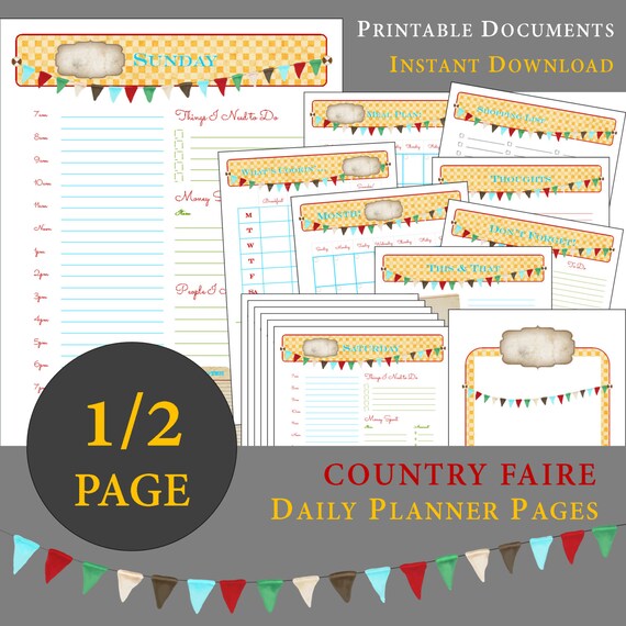 Items similar to A5 / HALF PAGE Mini Planner Journal - Country Faire ...