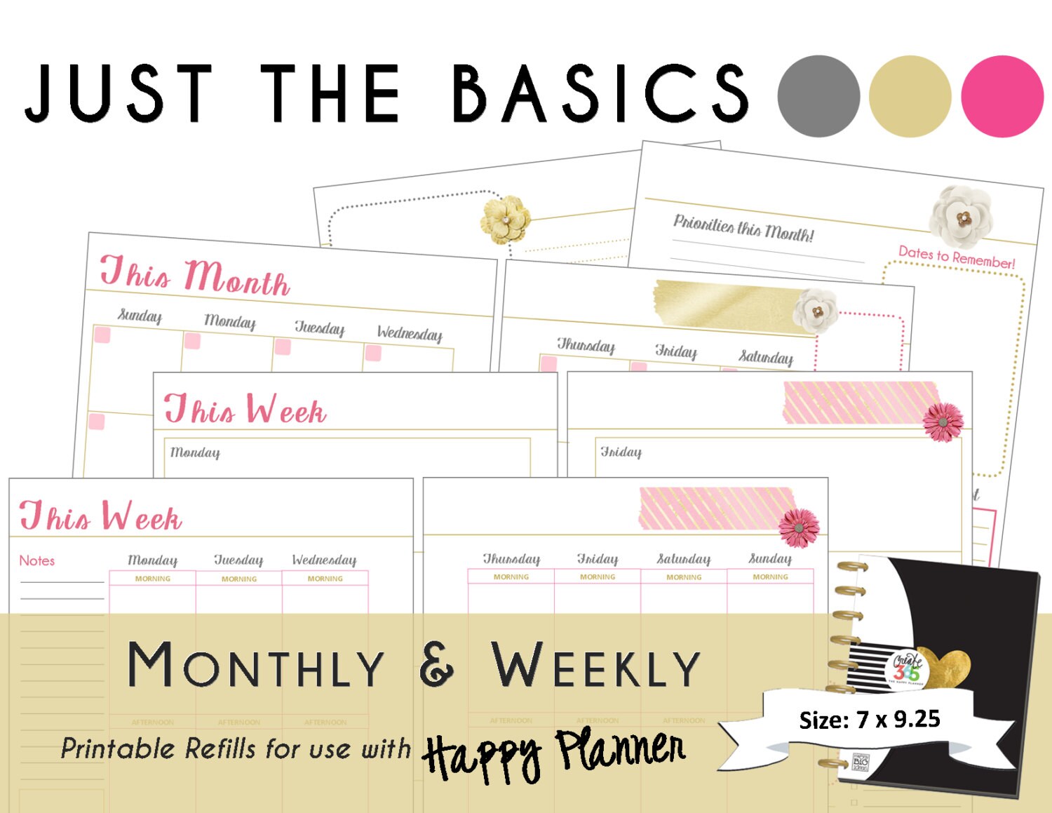 Happy Planner PRINTABLE Monthly / Weekly Planner Refills PDF | Etsy