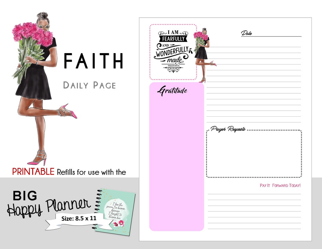 FAITH Daily Printable PDF BIG Happy Planner I Am Fearfully and ...