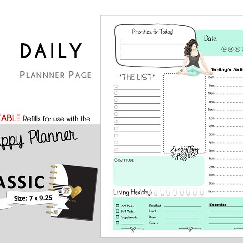 BIG Happy Planner DAILY Printable and Notes Pages for - Etsy