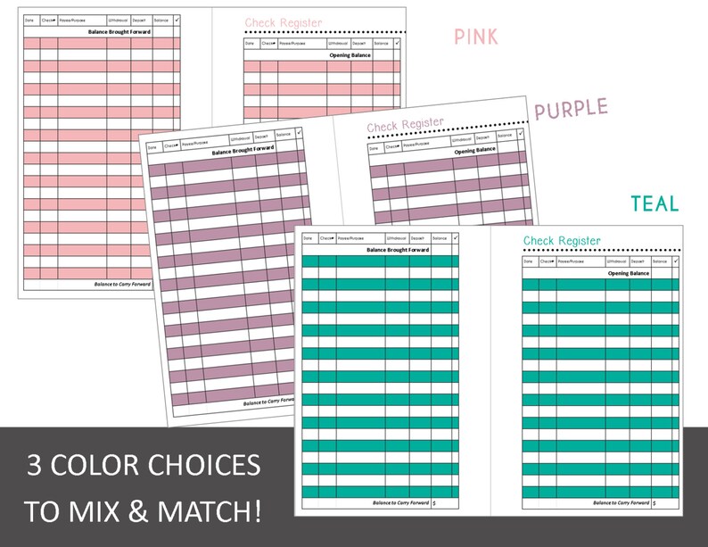 Mini Happy Planner CHECK REGISTERS Just the Basics: Pink - Etsy