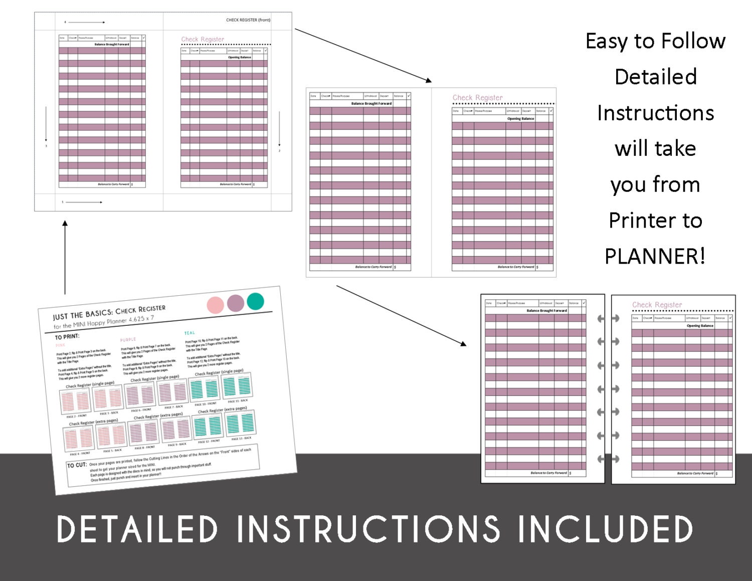 Mini Happy Planner CHECK REGISTERS Just the Basics: Pink - Etsy