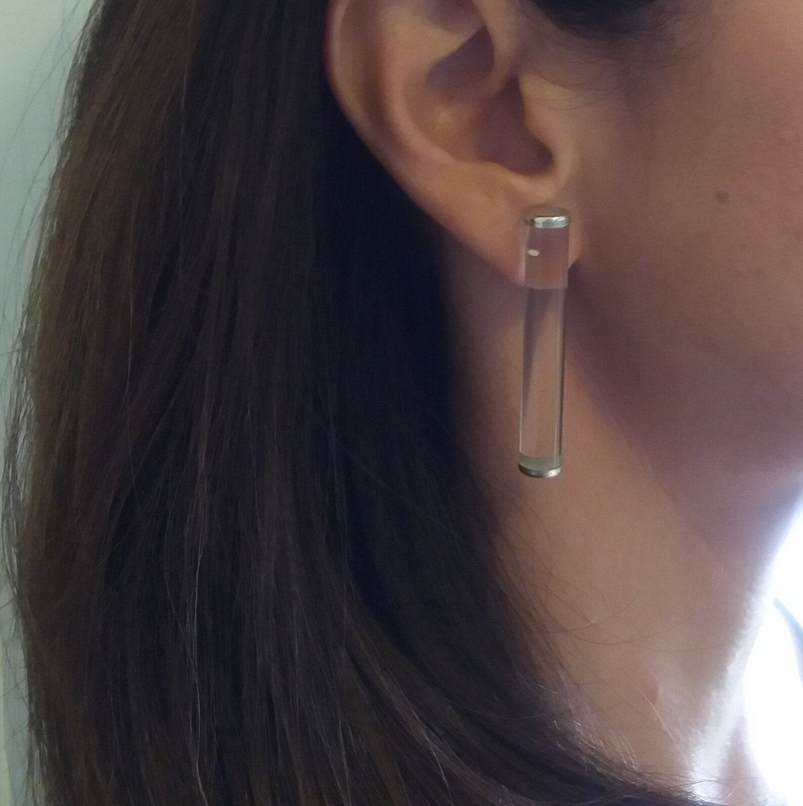 Long Bar Earring, Clear Lucite Earring, Bar Earring Stud, Stud Earrings ...