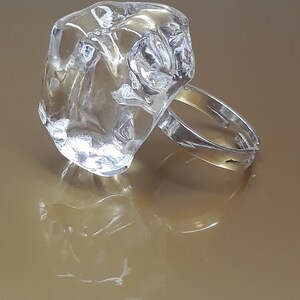 Big Lucite Ring, Adjustable Sterling Silver Ring, Clear Lucite Ring ...