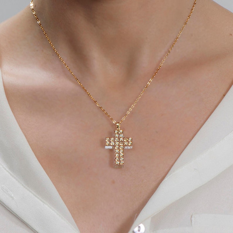 Big Cross Necklace, Cross Necklace Gold, Swarovski Cross, Religious ...