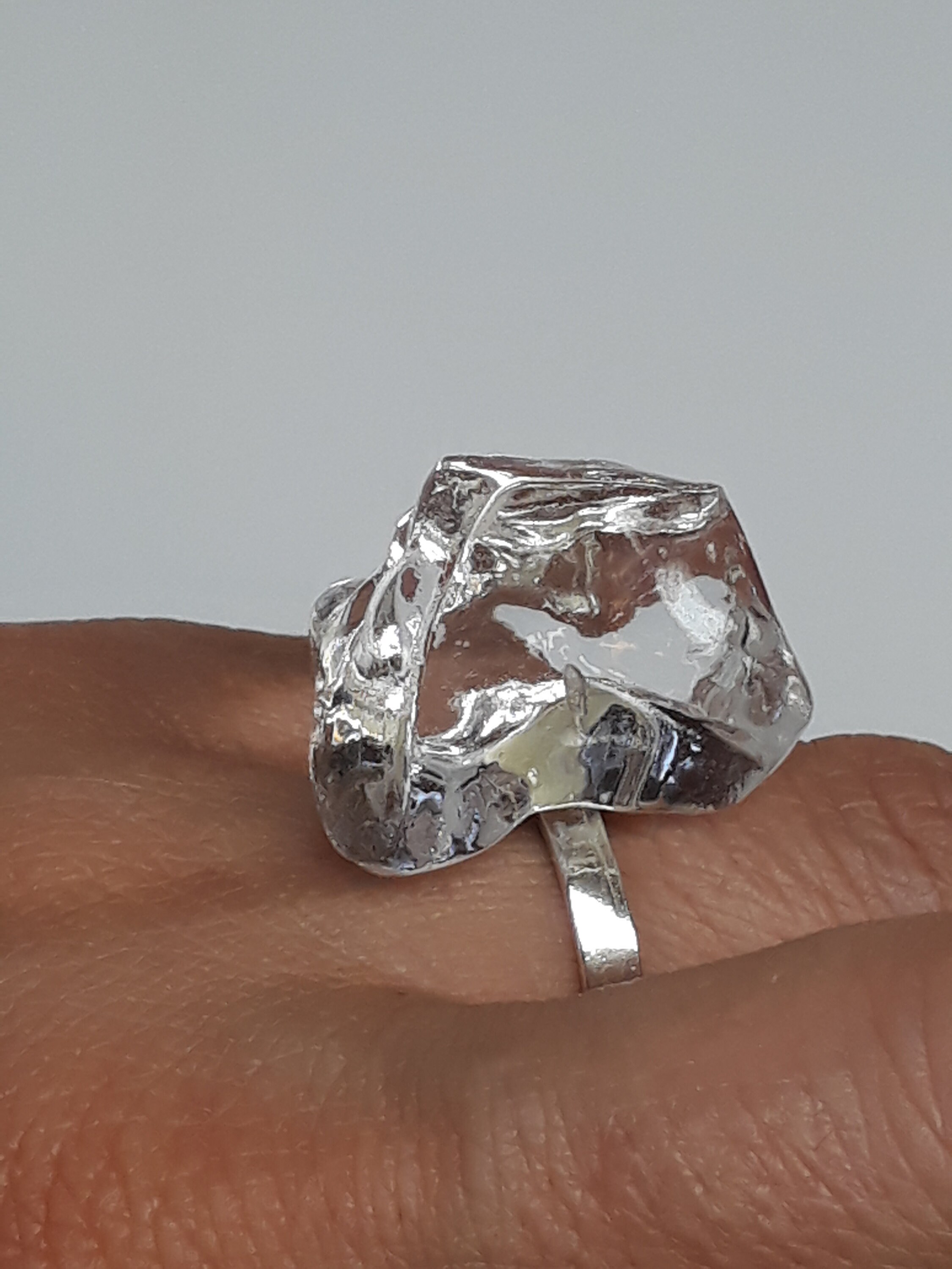 Big Lucite Ring, Adjustable Sterling Silver Ring, Clear Lucite Ring ...